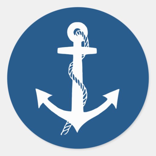 Navy Blue and White Nautical Anchor Stickers | Zazzle