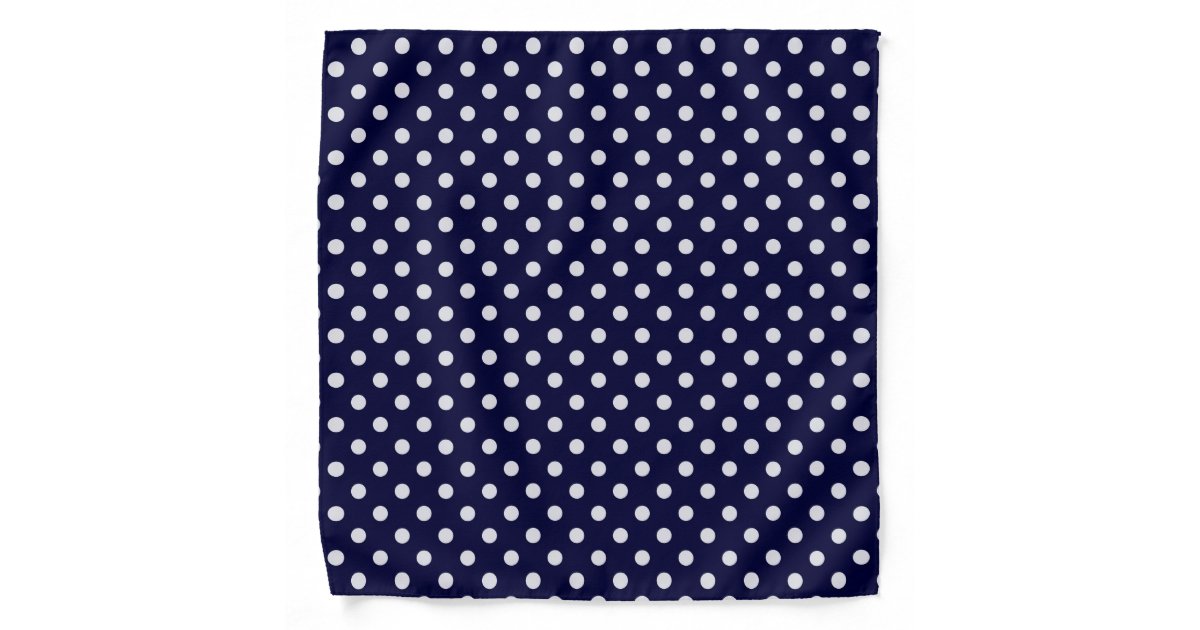 Navy Blue and White Polka Dot Pattern Bandana | Zazzle