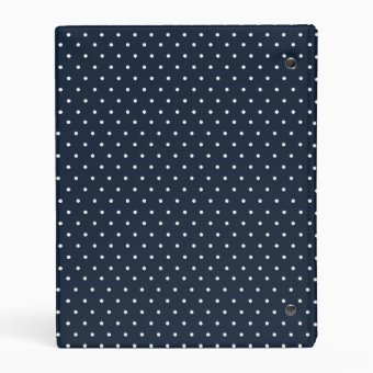 Navy Blue and White Polka Dot Small Recipe Keeper Mini Binder | Zazzle
