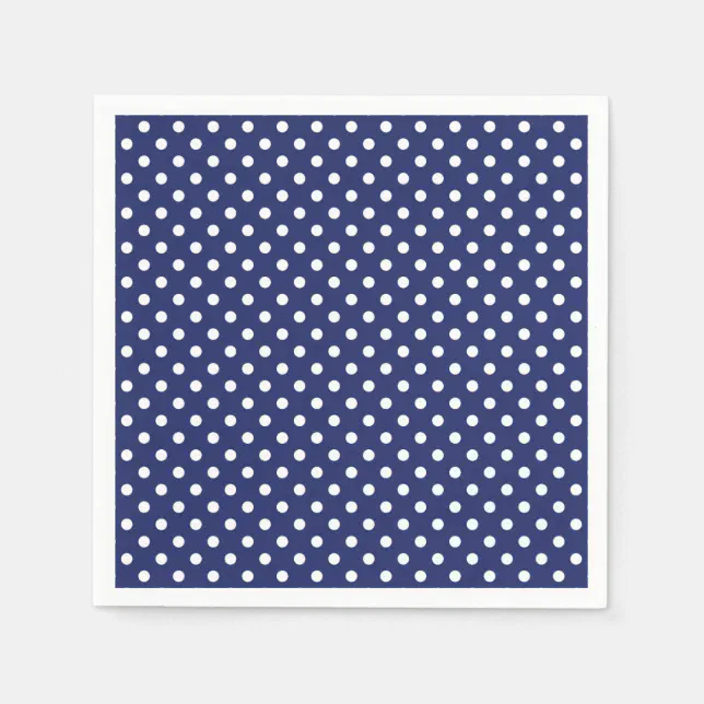 Navy Blue and White Polka Dots Pattern Napkins | Zazzle