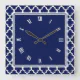 Navy Blue and White Quatrefoil Pattern Square Wall Clock | Zazzle