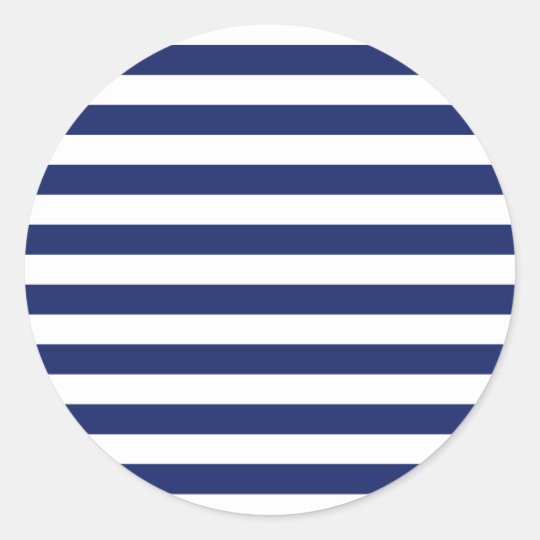 Navy Blue and White Stripe Pattern Classic Round Sticker | Zazzle.com