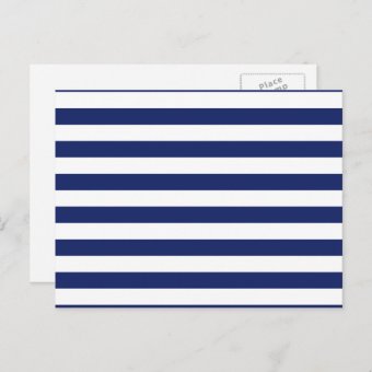 Navy Blue and White Stripe Pattern Postcard | Zazzle
