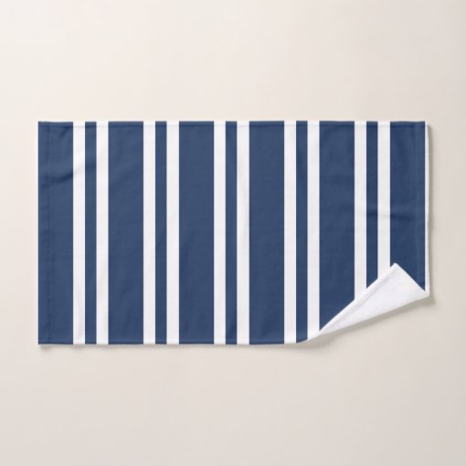 Navy Blue and White Stripes Bath Towel Set | Zazzle
