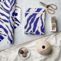 Navy Blue And White Tiger Stripes Animal Print Wrapping Paper | Zazzle