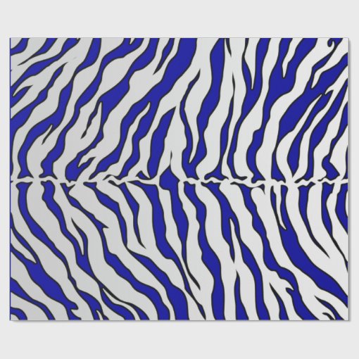Navy Blue And White Tiger Stripes Animal Print Wrapping Paper | Zazzle