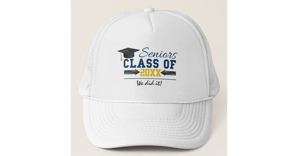 Navy Blue and Yellow Graduation hat | Zazzle