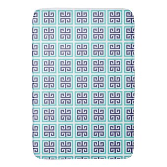 Navy Blue Aqua Greek Pattern Bath Mat | Zazzle