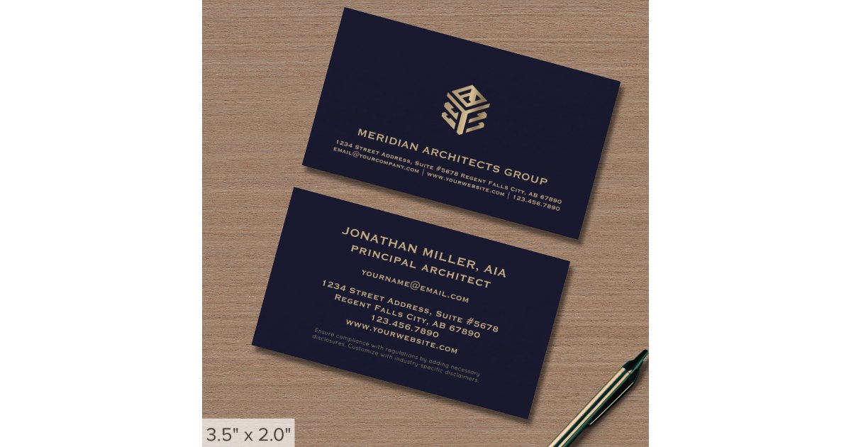Navy Blue Architect Elegance Card | Zazzle