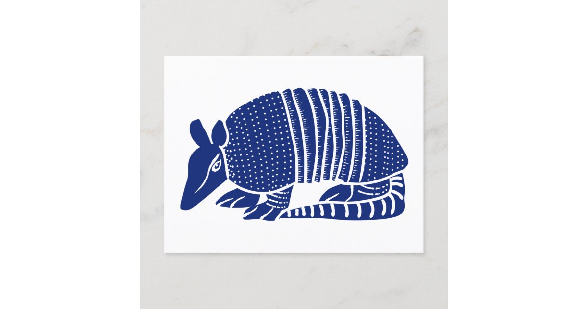 Navy Blue Armadillo Graphic Illustration Postcard | Zazzle