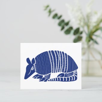 Navy Blue Armadillo Graphic Illustration Postcard | Zazzle