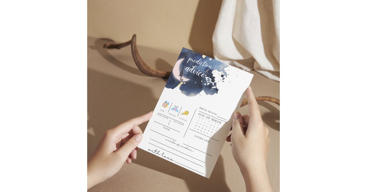 Navy blue Baby shower prediction and advices game Invitation | Zazzle
