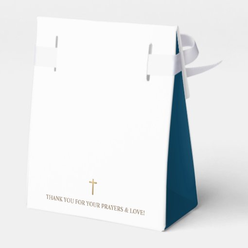Navy Blue Baptism Cross Thank You Favor Box | Zazzle
