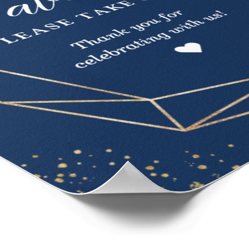 Navy Blue Blush Floral Favors Please Take One Sign | Zazzle