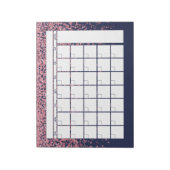 Navy Blue Blush Pink Glitter Monthly Calendar Notepad | Zazzle