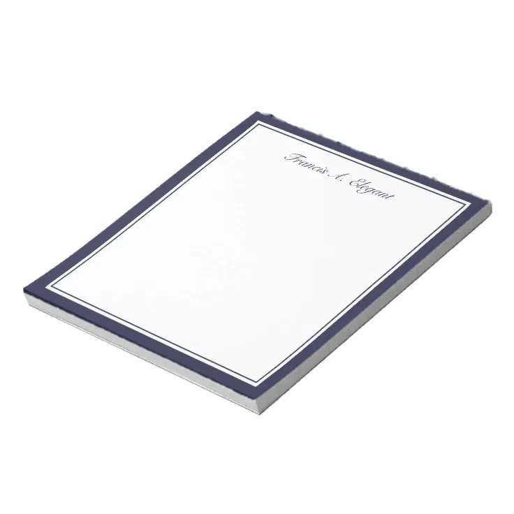 Navy Blue Border Personalized Note Pad | Zazzle