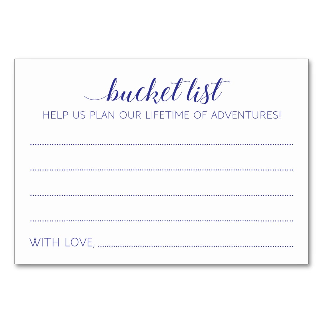 Navy Blue Bucket List Ideas Wedding Advice Cards | Zazzle