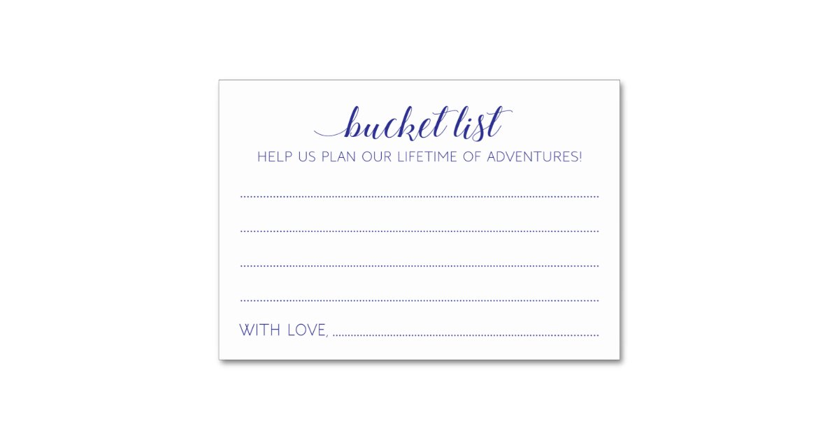 Navy Blue Bucket List Ideas Wedding Advice Cards | Zazzle
