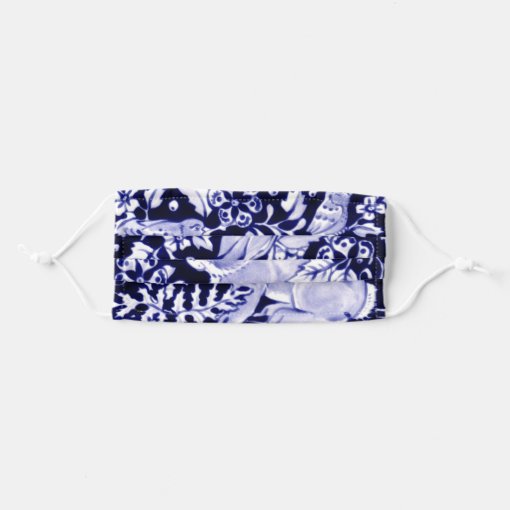 Navy Blue Bunny Rabbit Bird Floral Design Covid19 Adult Cloth Face Mask ...