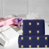 Navy blue business corporate logo wrapping paper | Zazzle