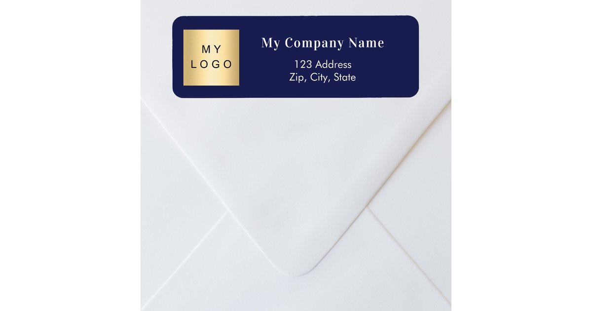 Navy blue business logo return address label | Zazzle