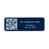 Navy blue business qr code return address label | Zazzle