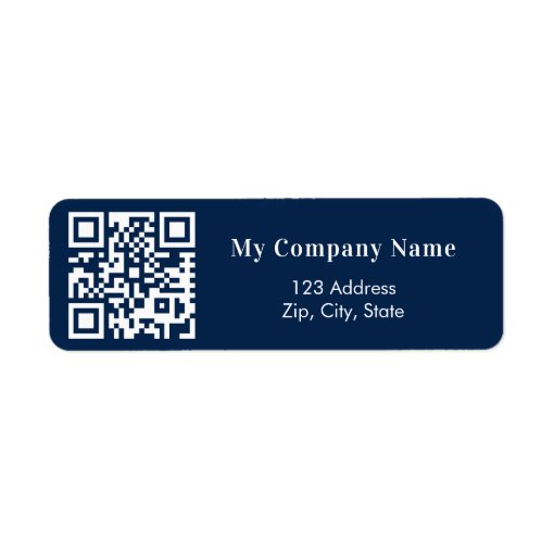 Navy blue business qr code return address label | Zazzle