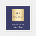 Navy blue cafe bar business logo signature napkins | Zazzle