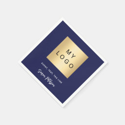 Navy blue cafe bar business logo signature napkins | Zazzle