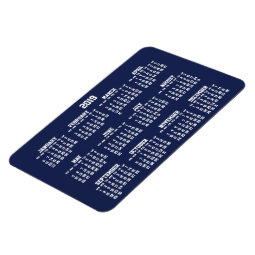 Navy Blue Calendar 2019 Large Flexible Magnets | Zazzle