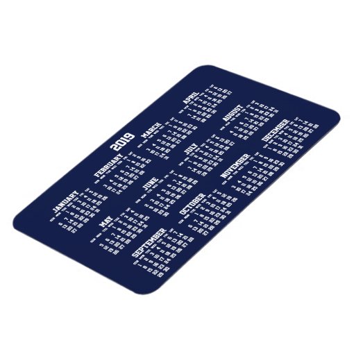 Navy Blue Calendar 2019 Large Flexible Magnets | Zazzle
