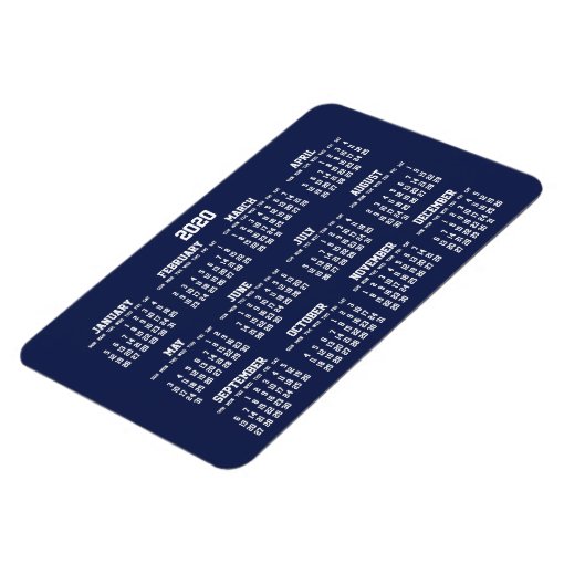 Navy Blue Calendar 2020 Large Flexible Magnets | Zazzle