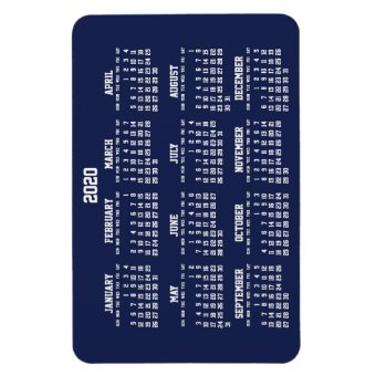 Navy Blue Calendar 2020 Large Flexible Magnets | Zazzle
