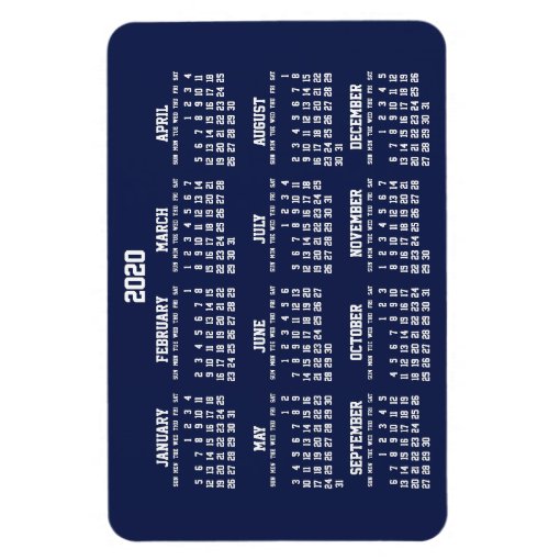 Navy Blue Calendar 2020 Large Flexible Magnets | Zazzle