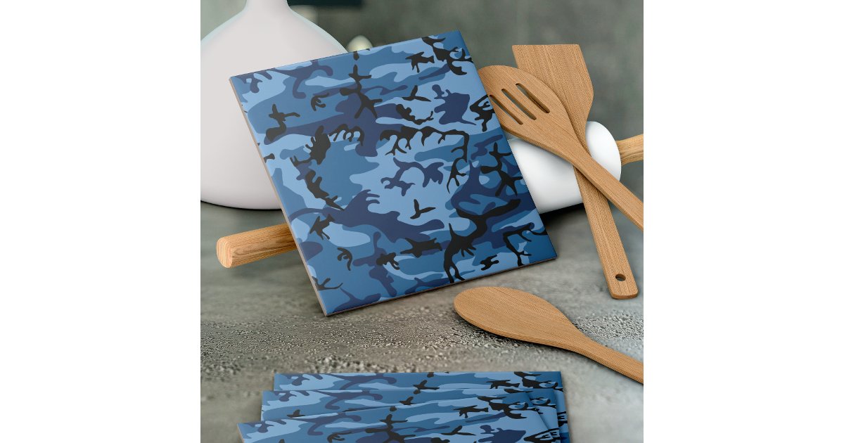 Navy Blue Camouflage, Military, Army Ceramic Tile | Zazzle