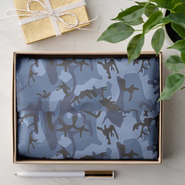 Navy Blue Camouflage, Military, Army Tissue Paper | Zazzle