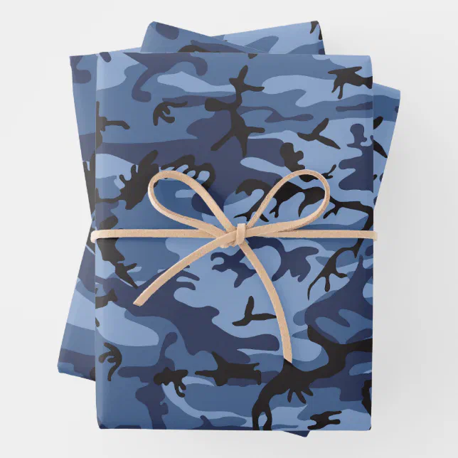 Navy Blue Camouflage, Military, Army Wrapping Paper Sheets | Zazzle
