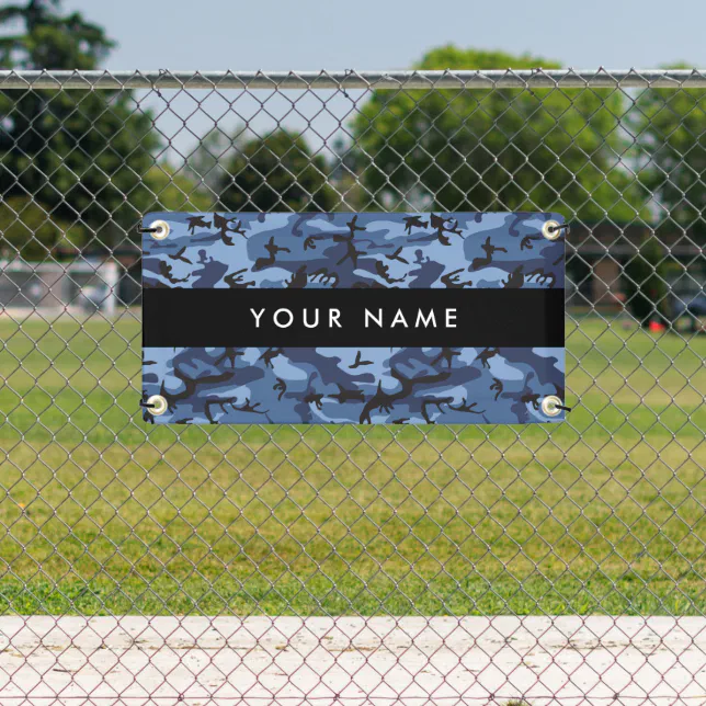 Navy Blue Camouflage Your name Personalize Banner | Zazzle