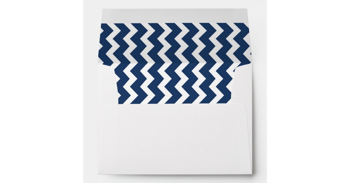 Navy Blue Chevron Custom Address Envelope | Zazzle