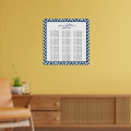 Navy Blue Chevron Wedding Seating Chart 150 | Zazzle