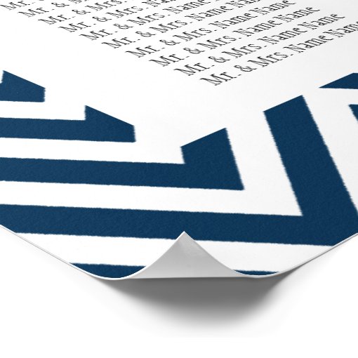 Navy Blue Chevron Wedding Seating Chart 200 | Zazzle