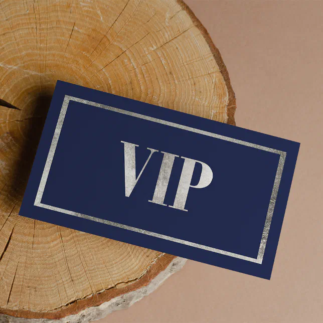 Navy blue chic luxury silver VIP card club member | Zazzle
