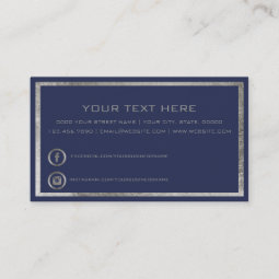 Navy blue chic luxury silver VIP card club member | Zazzle