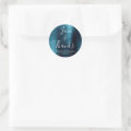 Navy Blue Chic Metallic Love & Thanks Classic Round Sticker | Zazzle