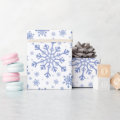 Navy Blue Christmas Snowflakes on Winter White Wrapping Paper | Zazzle