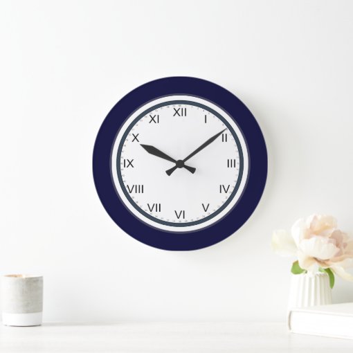 navy blue classic clock | Zazzle