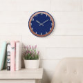 Navy Blue Clock With Marble Numbers | Zazzle
