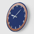 Navy Blue Clock With Marble Numbers | Zazzle