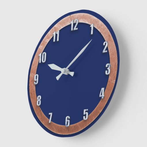 Navy Blue Clock With Marble Numbers | Zazzle