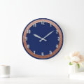 Navy Blue Clock With Marble Numbers | Zazzle